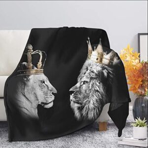 NETEDA Lion Blanket Queen and King Throw for Adults Lioness Couple Super Warm Soft Plush Lightweight Fleece Flannel Winter Bedding Gifts Women Kids 60'x80'