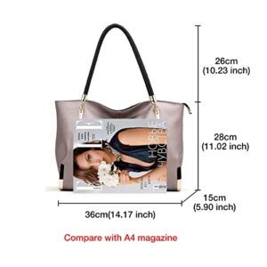 Leather Handbags for Women, Split Cowhide Ladies Large Totes Zipper Closure Top-handle Bags Womens Large Shoulder Purses and Handbags Women's Fashion Pocketbooks with Woven Handle (Rose Gold)