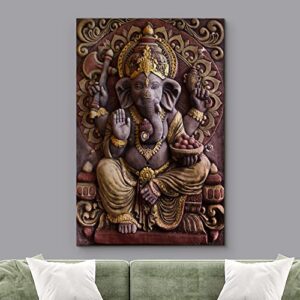 wall26 Canvas Print Wall Art Ganesha Hindu God Sculpture Spiritual & Religious Cultural Photography Realism Traditional Closeup Multicolor for Living Room, Bedroom, Office - 24"x36"