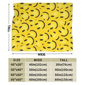 Maikeway Smiley Face Pattern Fleece Blanket Throw Warm Super Soft Comfort for Travel Outdoor Home 60"x50"