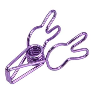 20Pcs Rabbit Bunny Shaped Binder Clips, Rabbit Shape Paper Clips Bookmarks Clips Binder Clips Combination Page Markers for Office Home School(Purple)