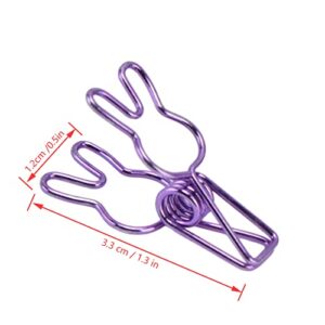 20Pcs Rabbit Bunny Shaped Binder Clips, Rabbit Shape Paper Clips Bookmarks Clips Binder Clips Combination Page Markers for Office Home School(Purple)