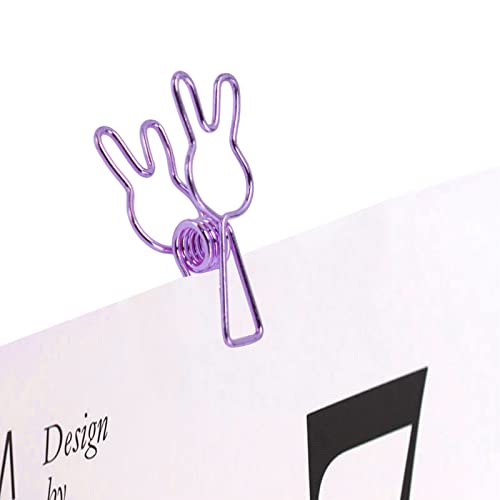 20Pcs Rabbit Bunny Shaped Binder Clips, Rabbit Shape Paper Clips Bookmarks Clips Binder Clips Combination Page Markers for Office Home School(Purple)