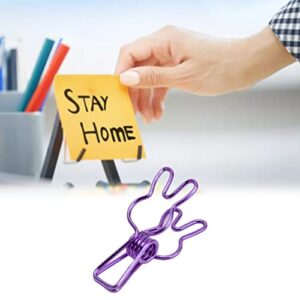 20Pcs Rabbit Bunny Shaped Binder Clips, Rabbit Shape Paper Clips Bookmarks Clips Binder Clips Combination Page Markers for Office Home School(Purple)