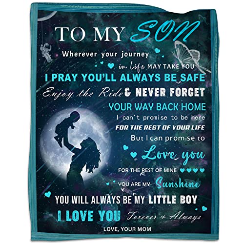 JOPJOLIW Son Blanket from Mom-Son Gifts Blanket-Birthday Graduation Gifts for Son Throw Blanket 60"x50" -Gifts for Son from Mom Blanket