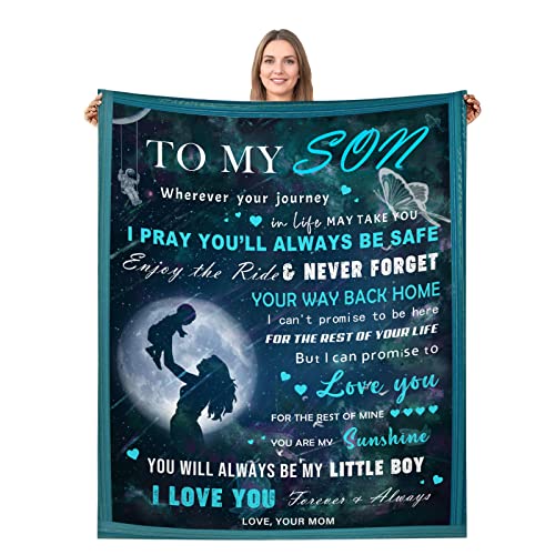 JOPJOLIW Son Blanket from Mom-Son Gifts Blanket-Birthday Graduation Gifts for Son Throw Blanket 60"x50" -Gifts for Son from Mom Blanket