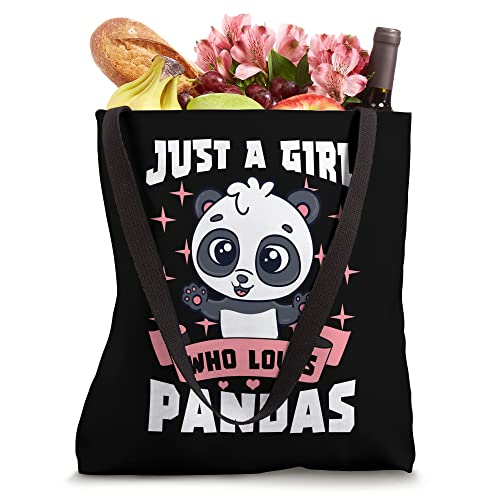 JUST A GIRL WHO LOVES PANDAS - CUTE BLACK WHITE PINK DESIGN Tote Bag