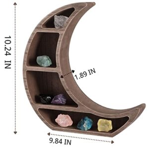 Moon Shelf Floating and Tabletop Shelf,Crescent Moon Wall Decor for Crystal Display,Moon Phase Hanging Crystal Holder,Boho Decor for Room,Rustic Farm House Home Halloween Decor (Retro White,4Layers)