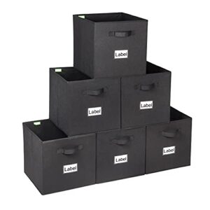 keegh storage cubes cube storage bins 13x13x13 inch foldable fabric closet organizer for shelves storage box cubby bins cloth nursery decorative basket with handles, black