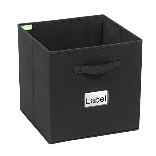 KEEGH Storage Cubes Cube Storage Bins 13x13x13 inch Foldable Fabric Closet Organizer for Shelves Storage Box Cubby Bins Cloth Nursery Decorative Basket with Handles, Black