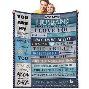 gifts for husband blanket, to my husband blanket from wife, husband gifts from wife, funny anniversary, i miss you, birthday gifts valentine’s day gift soft flannel bed throw blanket 60″x 50″