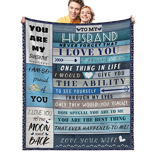 Gifts for Husband Blanket, to My Husband Blanket from Wife, Husband Gifts from Wife, Funny Anniversary, I Miss You, Birthday Gifts Valentine's Day Gift Soft Flannel Bed Throw Blanket 60"x 50"