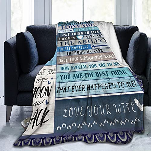 Gifts for Husband Blanket, to My Husband Blanket from Wife, Husband Gifts from Wife, Funny Anniversary, I Miss You, Birthday Gifts Valentine's Day Gift Soft Flannel Bed Throw Blanket 60"x 50"