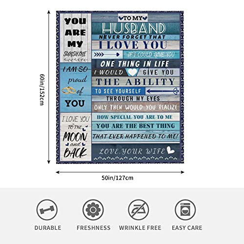 Gifts for Husband Blanket, to My Husband Blanket from Wife, Husband Gifts from Wife, Funny Anniversary, I Miss You, Birthday Gifts Valentine's Day Gift Soft Flannel Bed Throw Blanket 60"x 50"