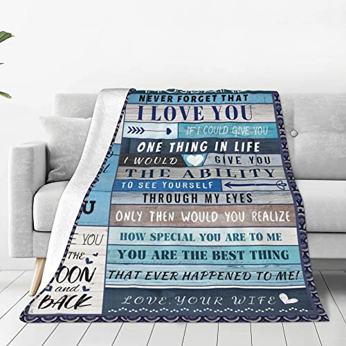 Gifts for Husband Blanket, to My Husband Blanket from Wife, Husband Gifts from Wife, Funny Anniversary, I Miss You, Birthday Gifts Valentine's Day Gift Soft Flannel Bed Throw Blanket 60"x 50"