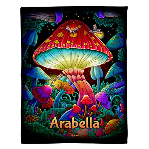 TRIENCY Mushroom Blanket Personalized Blankets for Adults Kids Mushrooms Fleece Or Sherpa Throws 60x80 50x60 Custom Name Birthday Baby Shower Christmas Customized Gifts Bedding Couch Decor