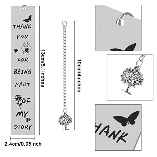 5 Pieces Teacher Appreciation Gifts Metal Thank You Teacher Bookmarks with Pendants Retirement Class of 2022 Graduation End of Year Christmas Valentines Presents for Women Men (Silver)