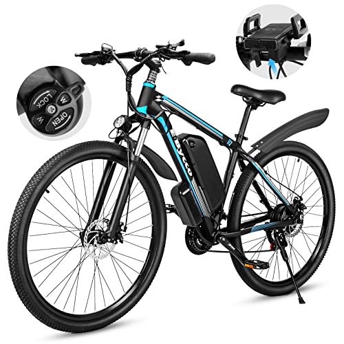 29in 750w Electric Road Ebike for Adults, EBycco 48v 13ah 28mph Electric Mountain Bike Cityscape Commuter Beach Cruiser E Bicycle for Men Women, USB Phone Holder&Shimano 21-Speed&&Removable Battery