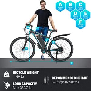 29in 750w Electric Road Ebike for Adults, EBycco 48v 13ah 28mph Electric Mountain Bike Cityscape Commuter Beach Cruiser E Bicycle for Men Women, USB Phone Holder&Shimano 21-Speed&&Removable Battery