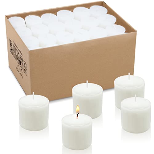 HOSVOT Set of 72 White Votive Candles for Wedding Party Birthday Holiday, 8 Hour Hand Poured Unscented Bulk Candles for Celebrations and Home Decoration