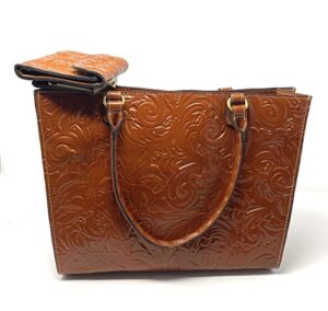 patricia nash tooled leather zancona reiti bundle tote with matching wallet, florence