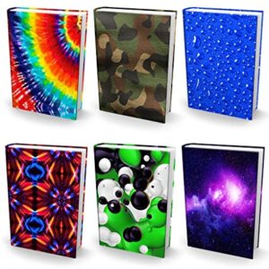 Book Sox Stretchable Book Cover: 6 Print Value Pack. Fits Most Hardcover Textbooks up to 9 x 11. Adhesive-Free, Nylon Fabric School Book Protector Easy to Put On Jacket wash Re-use (Print2020)