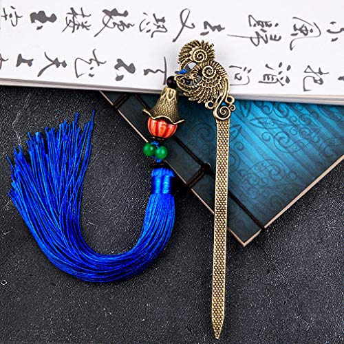 YJMZ Metal Bookmark, Unique Bookmark.with Phoenix Totem and Tassel Pendant, Symbolizing Auspiciousness, Suitable As a Creative Gift for Family and Book Friends