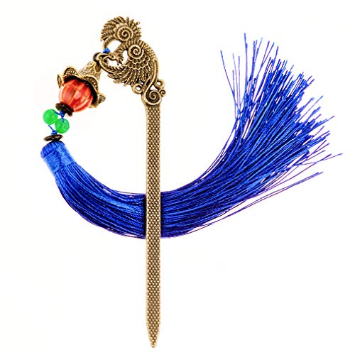 YJMZ Metal Bookmark, Unique Bookmark.with Phoenix Totem and Tassel Pendant, Symbolizing Auspiciousness, Suitable As a Creative Gift for Family and Book Friends