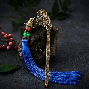 YJMZ Metal Bookmark, Unique Bookmark.with Phoenix Totem and Tassel Pendant, Symbolizing Auspiciousness, Suitable As a Creative Gift for Family and Book Friends