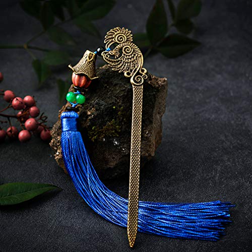 YJMZ Metal Bookmark, Unique Bookmark.with Phoenix Totem and Tassel Pendant, Symbolizing Auspiciousness, Suitable As a Creative Gift for Family and Book Friends