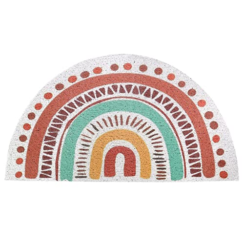 Prettybuy Semi-Circle Rainbow Doormat Cute Rugs Indoor and Outdoor Mats Non-Slip Rugs Doorway Mat Welcome Mats Area Rugs for Living Room Bedroom Bathroom,31.5in*15.7in