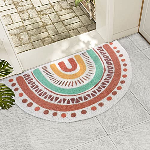 Prettybuy Semi-Circle Rainbow Doormat Cute Rugs Indoor and Outdoor Mats Non-Slip Rugs Doorway Mat Welcome Mats Area Rugs for Living Room Bedroom Bathroom,31.5in*15.7in