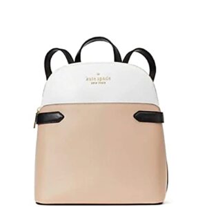 Kate Spade New York Staci Dome Leather Medium Backpack Warm Beige Black