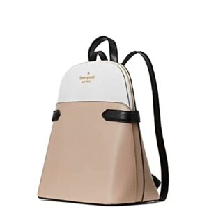 Kate Spade New York Staci Dome Leather Medium Backpack Warm Beige Black