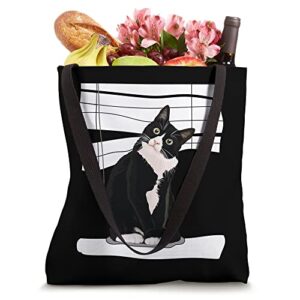 Tuxedo Cat Window Sill Blinds Kitten Lovers Tote Bag