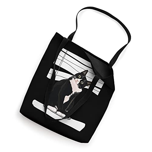 Tuxedo Cat Window Sill Blinds Kitten Lovers Tote Bag