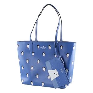 kate spade new york arctic friends penguin large reversible tote bag handbag