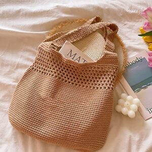 JI YA LI Handwoven Straw Vintage Purse Bag Soft Straw Beach Bag Handbag Shoulder Bag Boho Beach Sea Tote Basket Rattan Vacation Bag