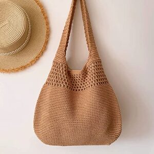 JI YA LI Handwoven Straw Vintage Purse Bag Soft Straw Beach Bag Handbag Shoulder Bag Boho Beach Sea Tote Basket Rattan Vacation Bag