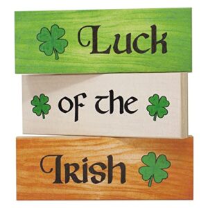 jennygems st patricks day decorations, luck of the irish, st patricks day tiered tray decor, 3 piece wooden block set, irish decor, irish gifts, made in usa