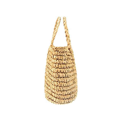 Handwoven Straw Vintage Tote Basket Purse Bag Straw Beach Bag Natural Casual Handbag Shoulder Bag Beach Rattan Vacation Bag