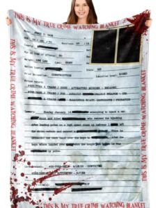 innobeta true crime gifts, true crime blanket, this is my true crime watching blanket, criminal record, gift for true crime lovers, crime scene lovers, women, men, soft throw blanket 50″x65″