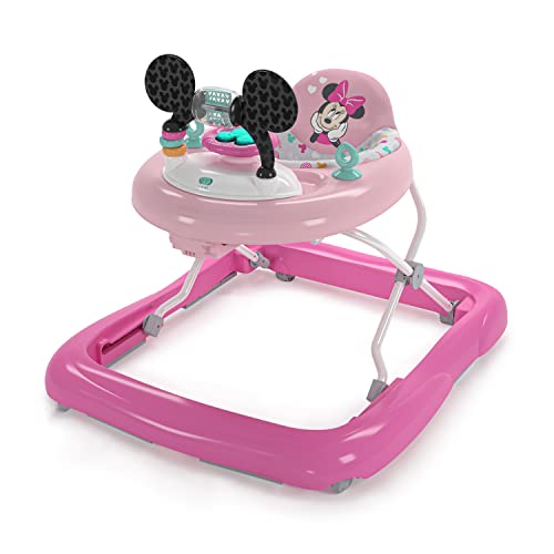 Disney Baby Minnie Mouse 2-in-1 Forever Besties Baby Walker - Easy Fold Frame and Removable-Toy Station, Age 6 Months+