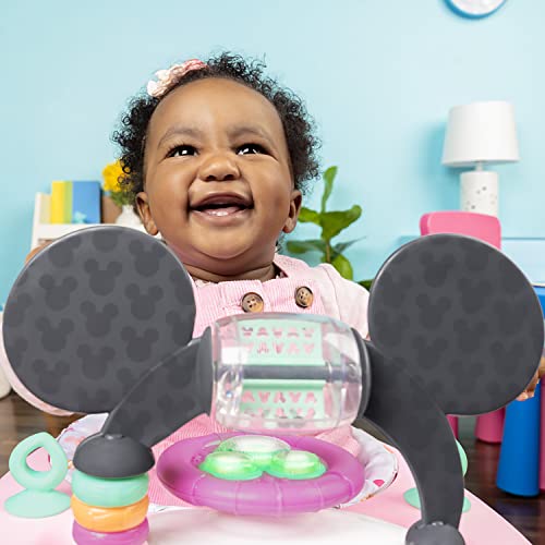 Disney Baby Minnie Mouse 2-in-1 Forever Besties Baby Walker - Easy Fold Frame and Removable-Toy Station, Age 6 Months+