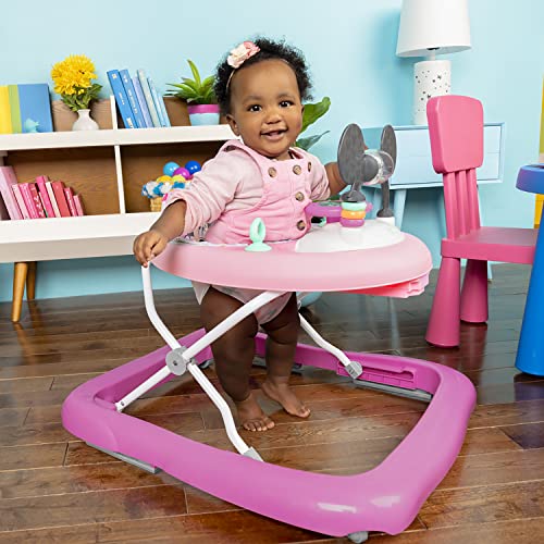 Disney Baby Minnie Mouse 2-in-1 Forever Besties Baby Walker - Easy Fold Frame and Removable-Toy Station, Age 6 Months+