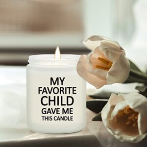 Volufia My Favorite Child Gave Me This Candle - Mom Birthday Gifts from Daughter, Son, Kids - Mother's Day, Father's Day, Christmas Gifts Idea for Dad, Parents, Grandma - Lavender Scented Candles