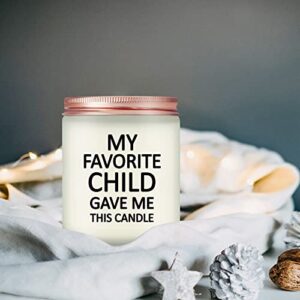 Volufia My Favorite Child Gave Me This Candle - Mom Birthday Gifts from Daughter, Son, Kids - Mother's Day, Father's Day, Christmas Gifts Idea for Dad, Parents, Grandma - Lavender Scented Candles