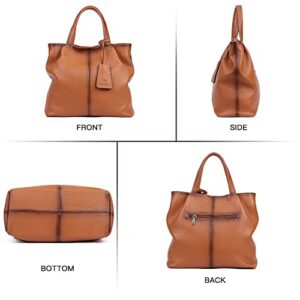 Genuine Leather Purses for Women, Soft Organized Hobo Bag Top Handle Satchel Classic Lightweight Shoulder Bag