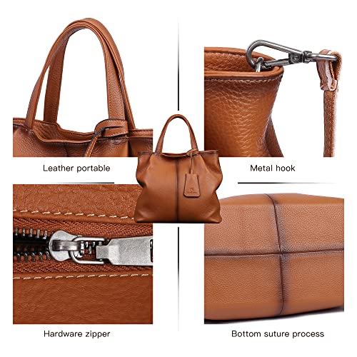 Genuine Leather Purses for Women, Soft Organized Hobo Bag Top Handle Satchel Classic Lightweight Shoulder Bag