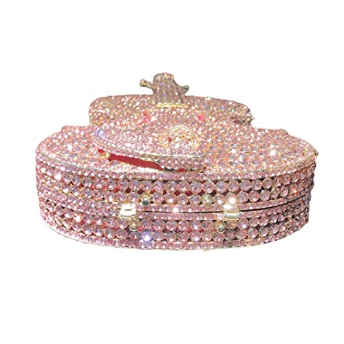 Tngan Women Mini Violin Evening Bag Sparkling Rhinestones Clutch Wedding Party Banquet Purse, Lignt Pink